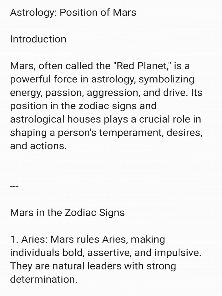 Mars Position 2025 | PDF