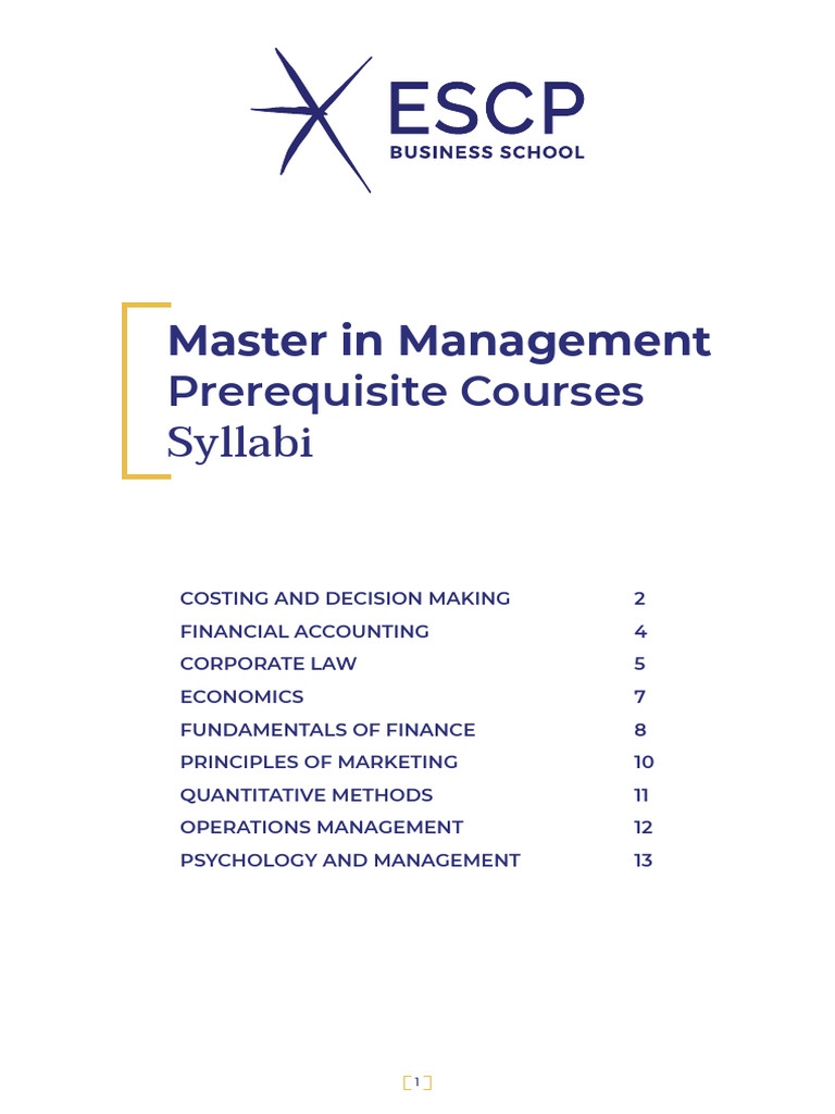 Prerequisite Courses Syllabi - 2024 - 25 - ESCP | PDF | Cost Of Living | Statistics