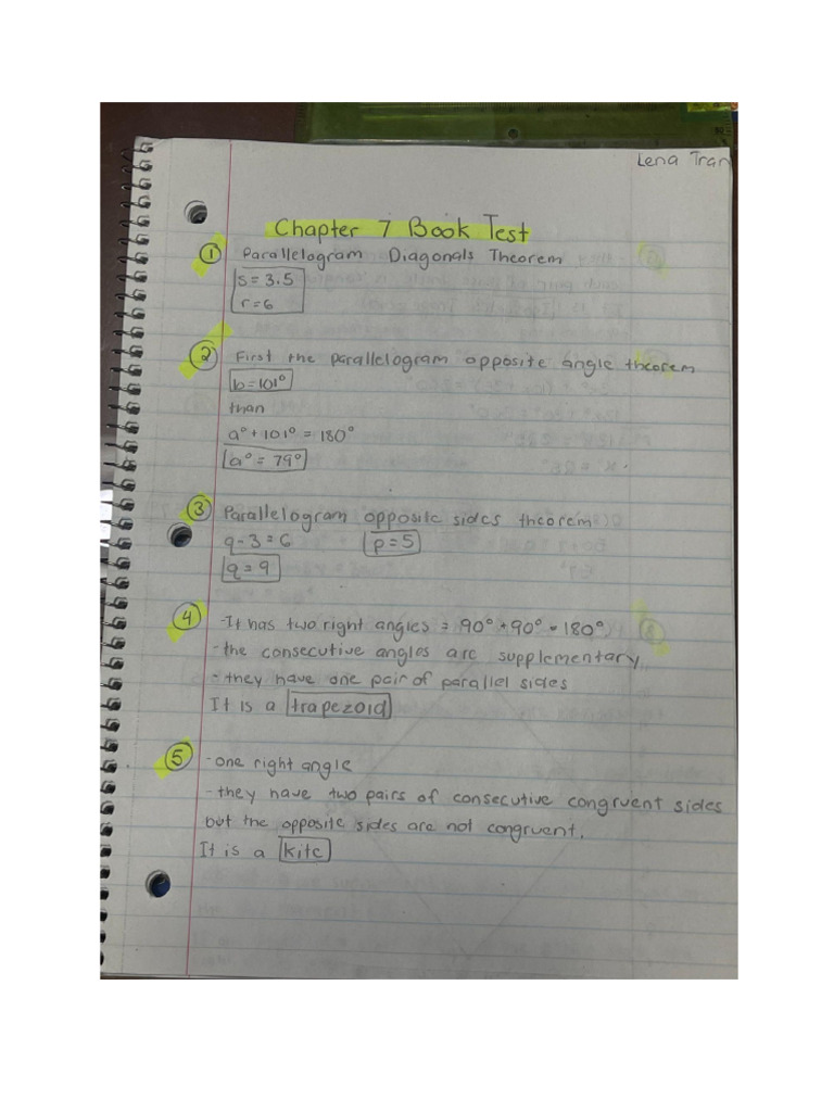 Chapter 7 Book Test Page 455 #1-18 | PDF