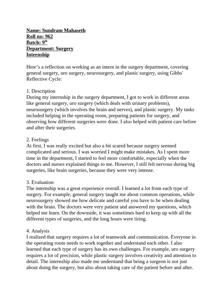 Surgical Internship Reflection and Insights | PDF | Neurosurgery | Patient