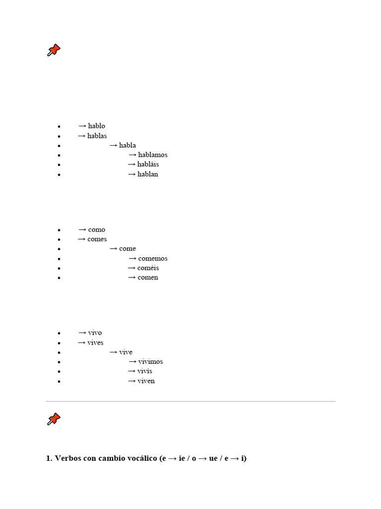 ? Verbos Regulares en Presente de Indicativo | PDF | Verbo | Lingüística