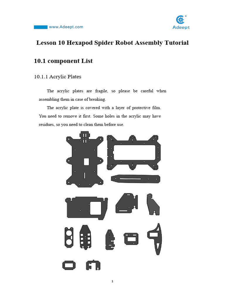 Lesson 10 Hexapod Spider Robot Assembly Tutorial | PDF | Manufactured ...