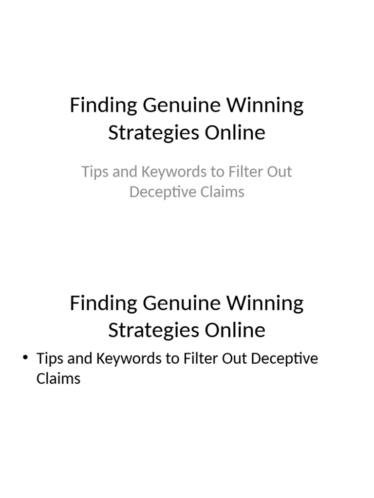 Winning Strategies Presentation 1 | PDF