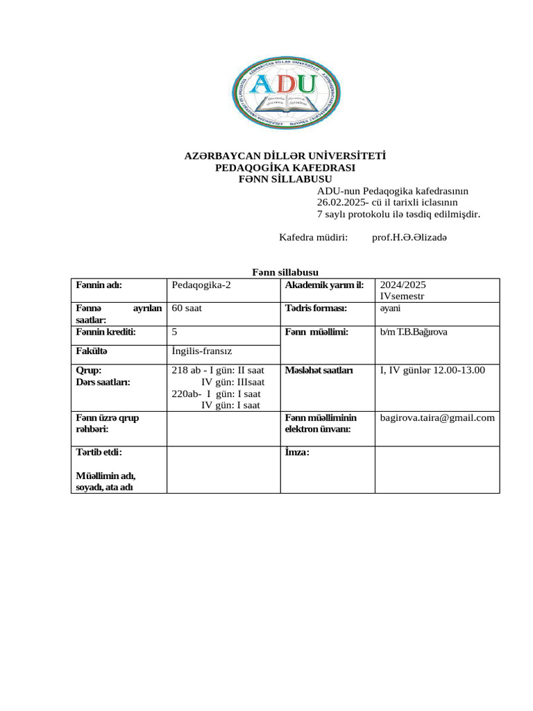 Ped-2 Sil. ƏN Son 2024-25 | PDF