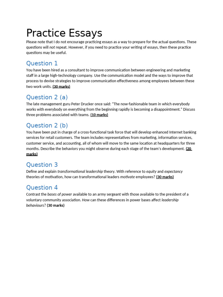 Practice Essays | PDF