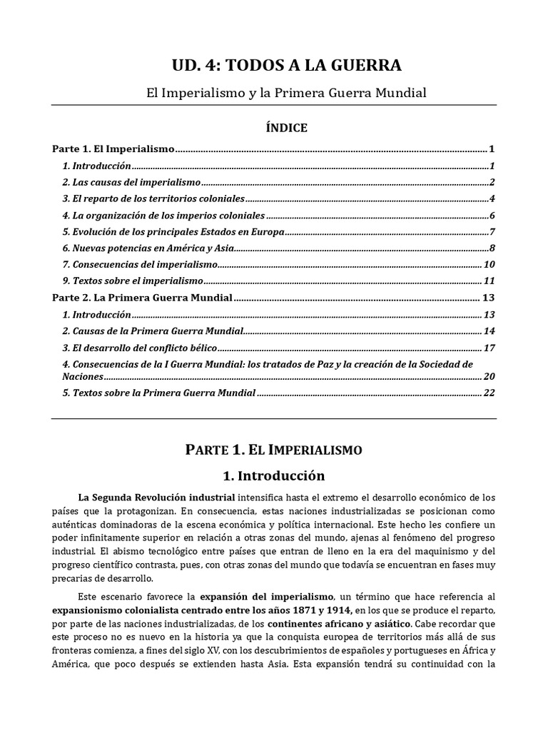 Unidad 4 Historia Contemporánea 1 Bach Castellano Pdf Colonialismo