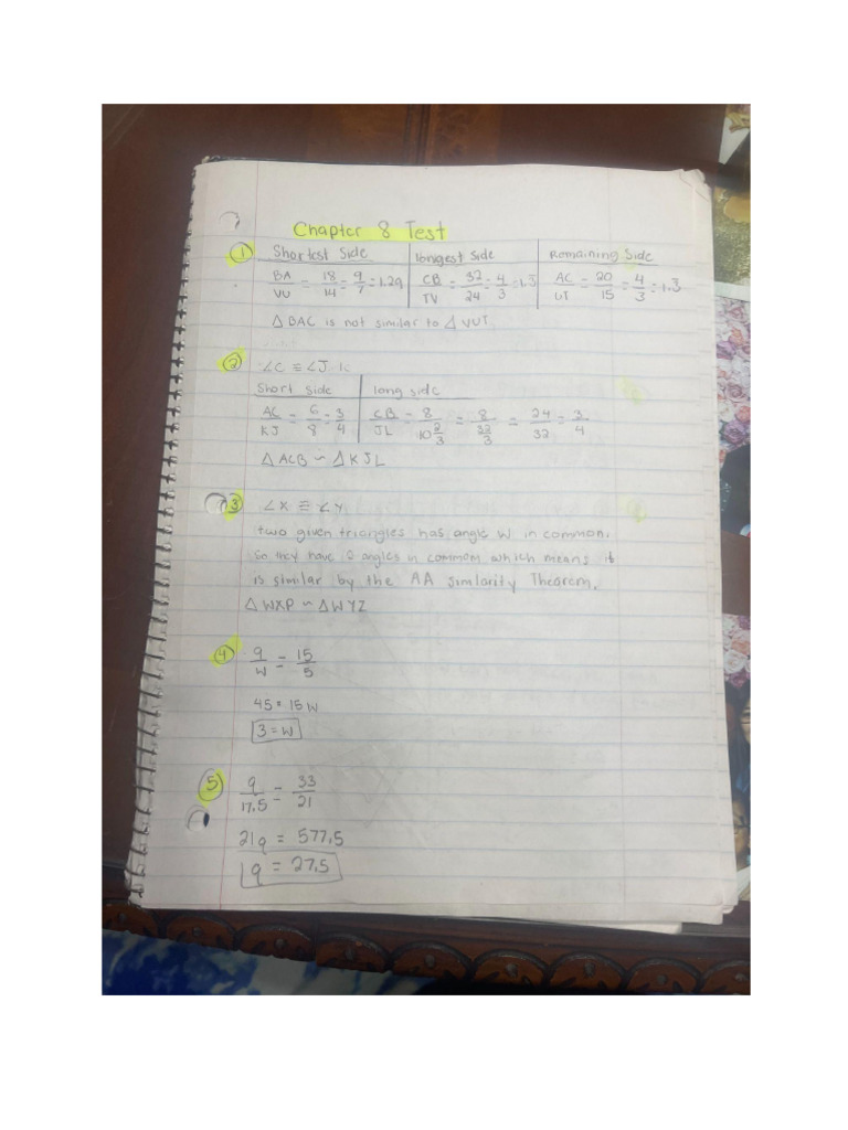 Chapter 8 Book Test Page 511 #1-10 | PDF