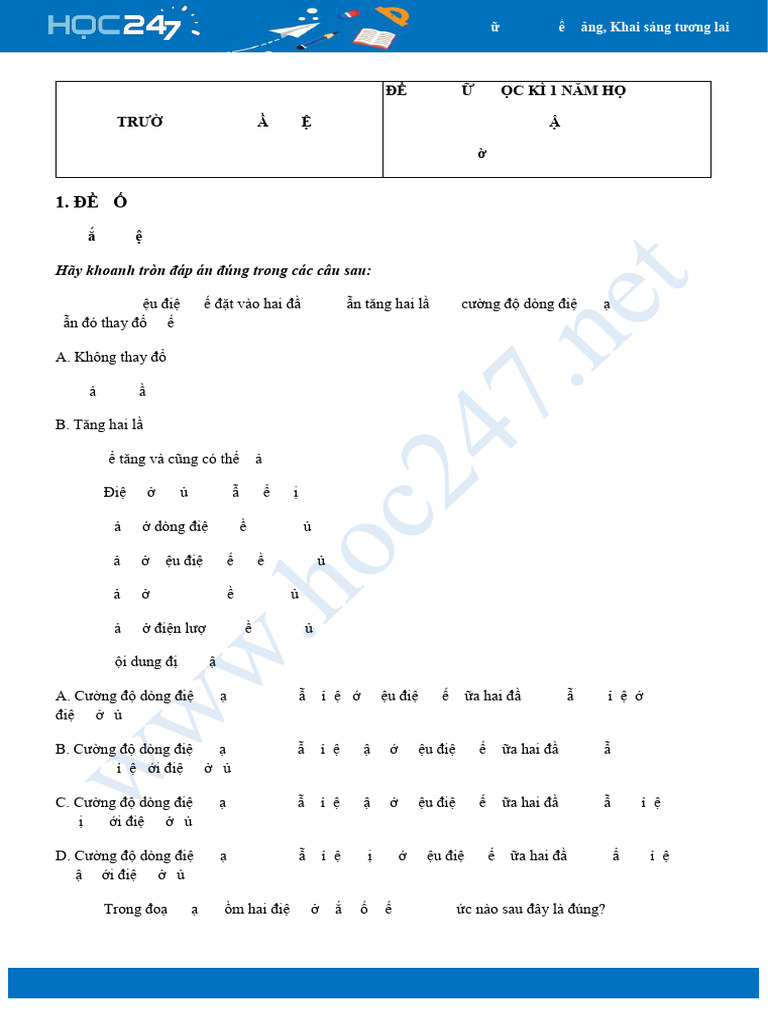 Dap An de Thi Giua Ky 1 | PDF
