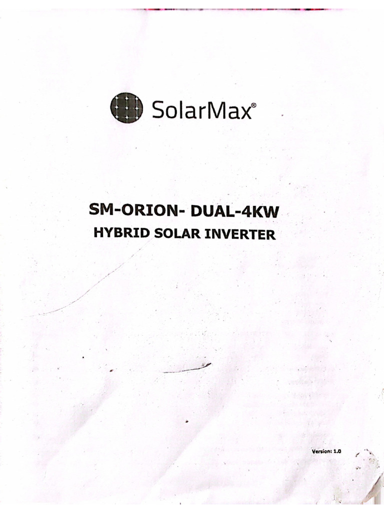 SolarMax Orion 4kw Inverter User Manual | PDF