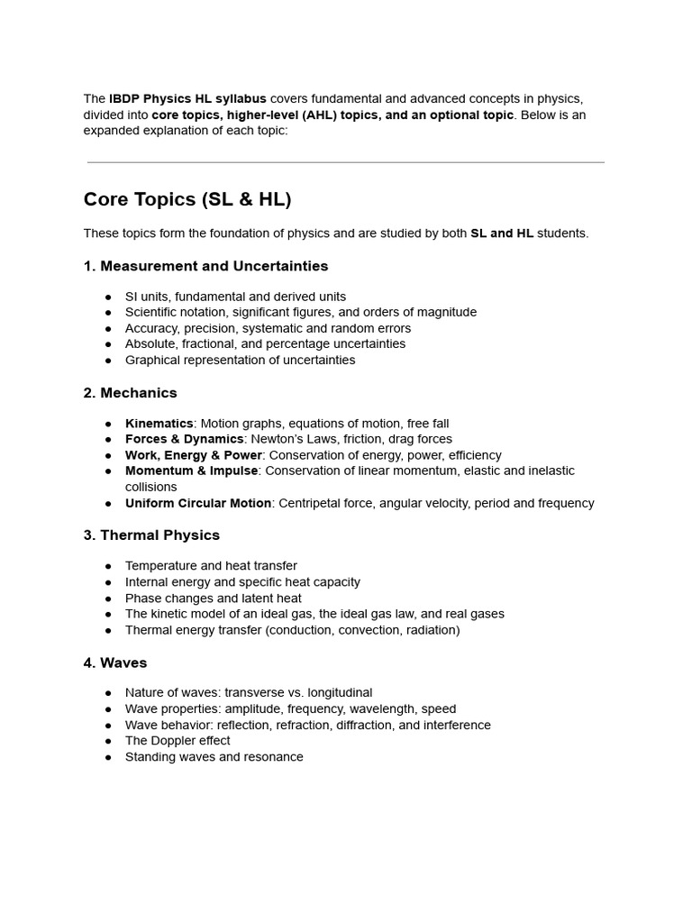 The IBDP Physics HL | PDF | Force | Waves