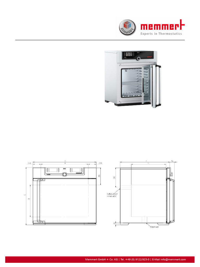 Memmert IN55 Incubator Specifications | PDF | Door | Temperature