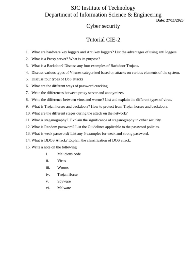 Tutorial 2-Cyber Security | PDF