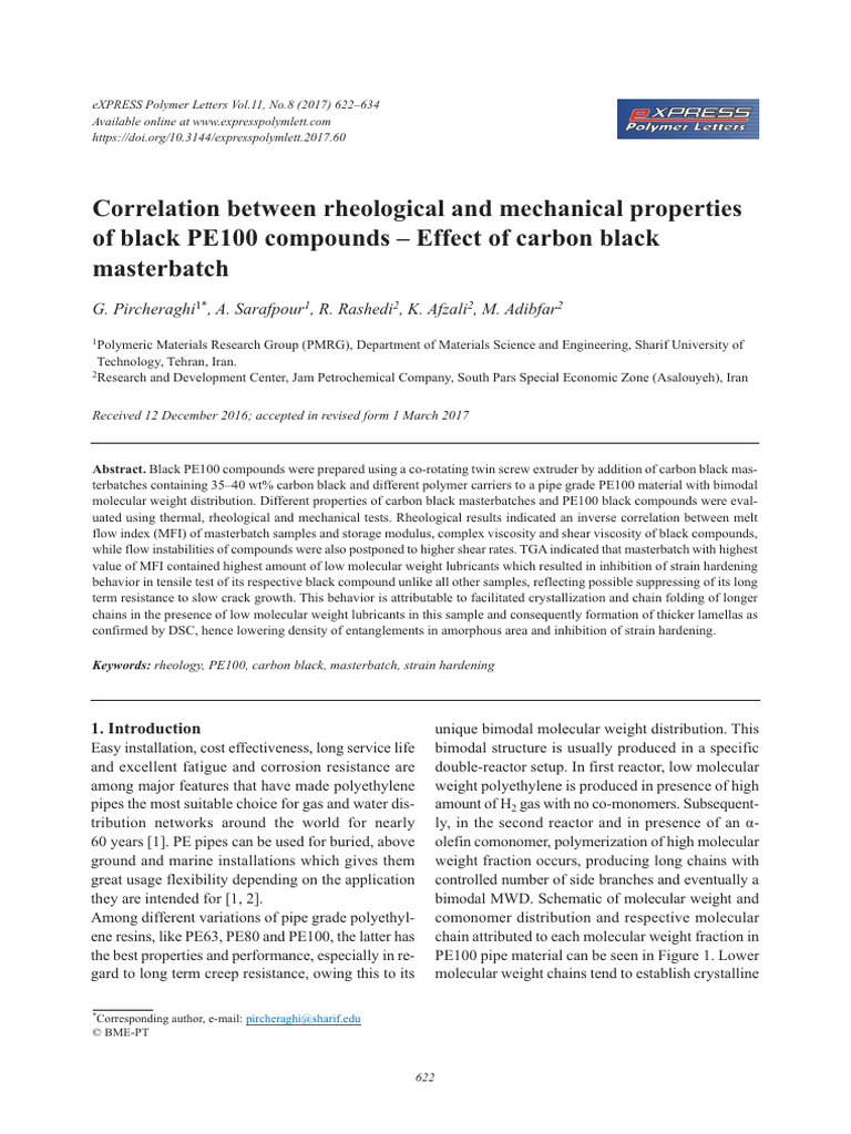 Correlation Between Rheological and Mechanical Properties of Black PE100 Compound | PDF ...