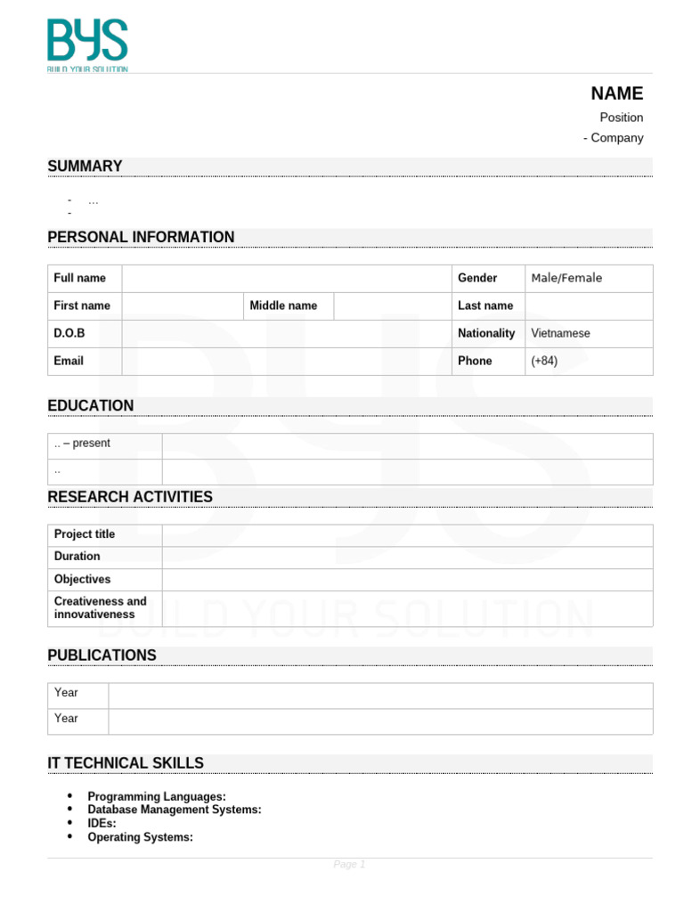CV - Your Full Name | PDF