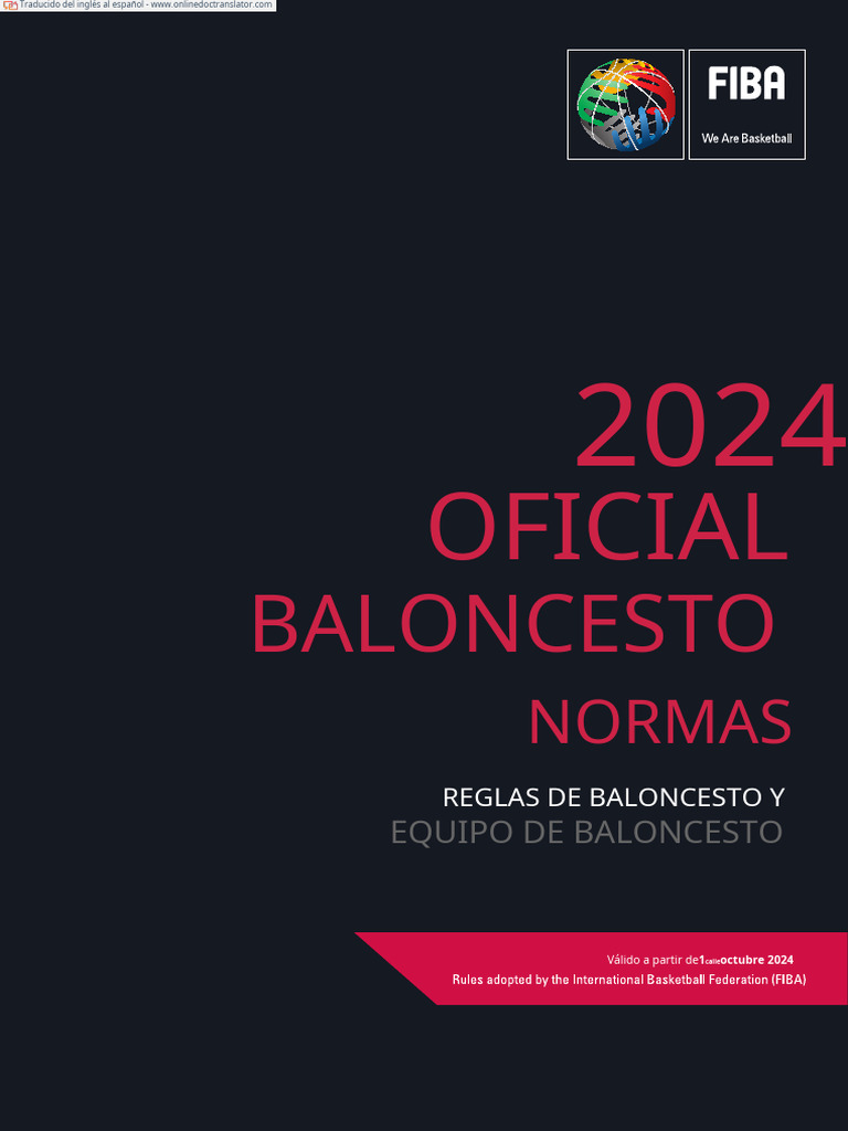 Reglas Oficiales Baloncesto FIBA 2024 | PDF | Deportes | Reglas y ...