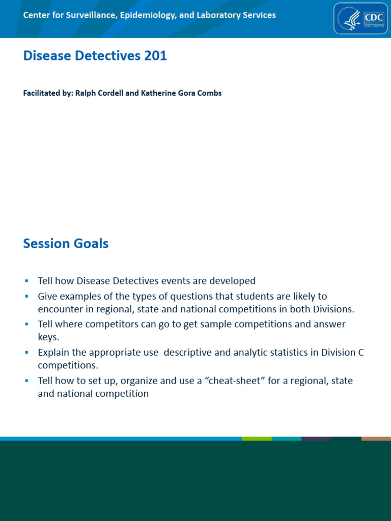 Disease Detectives Competition Guide | PDF | Sensitivity And ...
