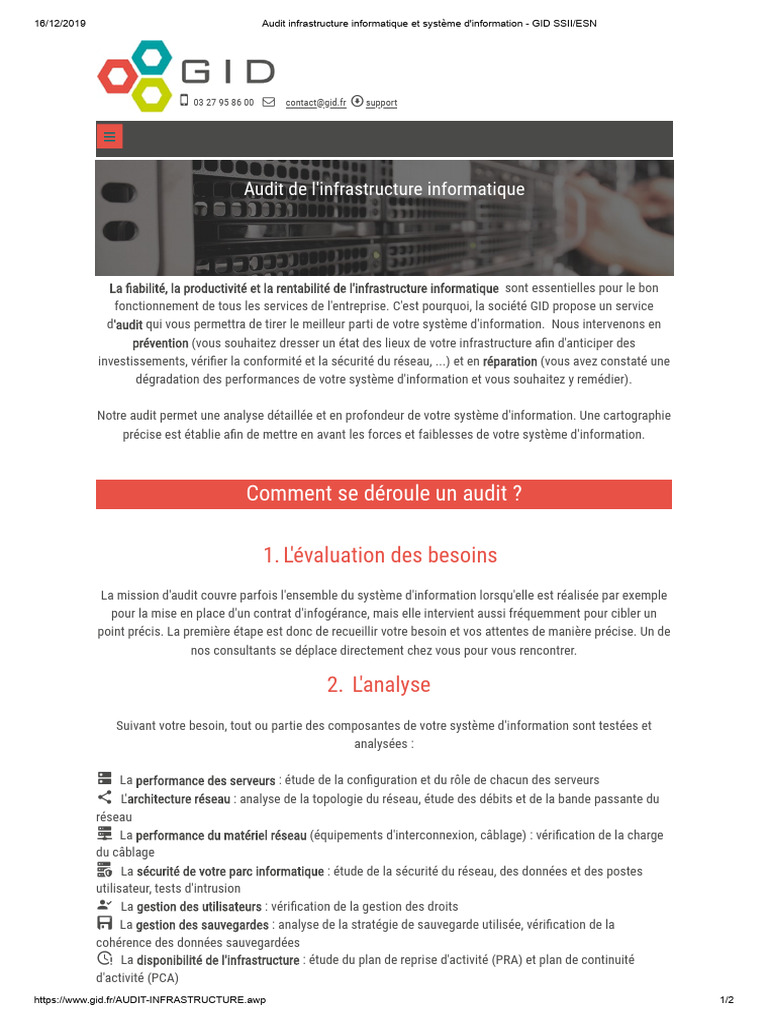 Audit de performance informatique GID | PDF | Sécurité des systèmes d ...