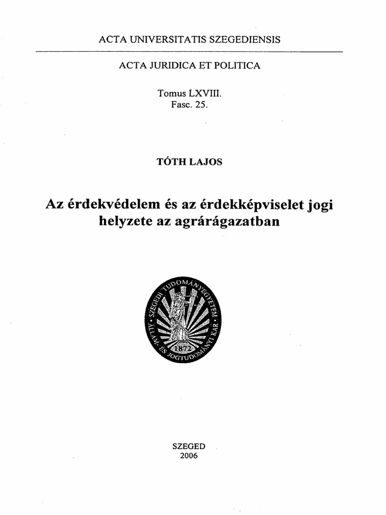 Toth Lajos - Az Erdekvedelem... | PDF