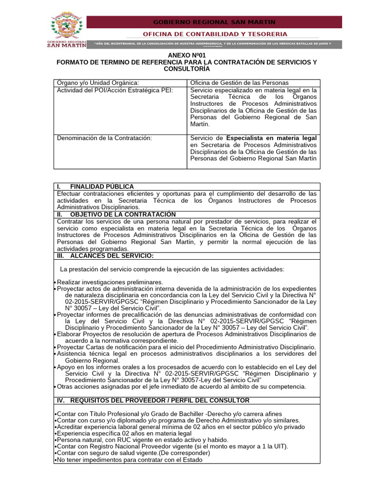 ANEXO Nº01 - TDR - Final | PDF | Justicia | Crimen y violencia