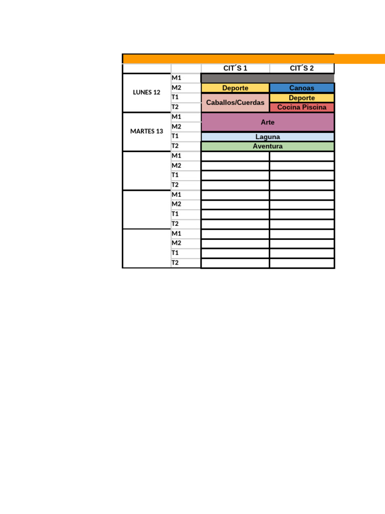 Rotaciones de Actividades Semanales | PDF