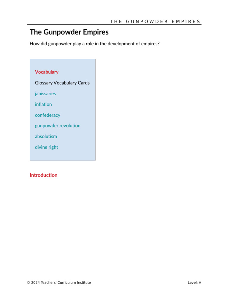 The Gunpowder Empires Reading Introduction | PDF | Ottoman Empire ...