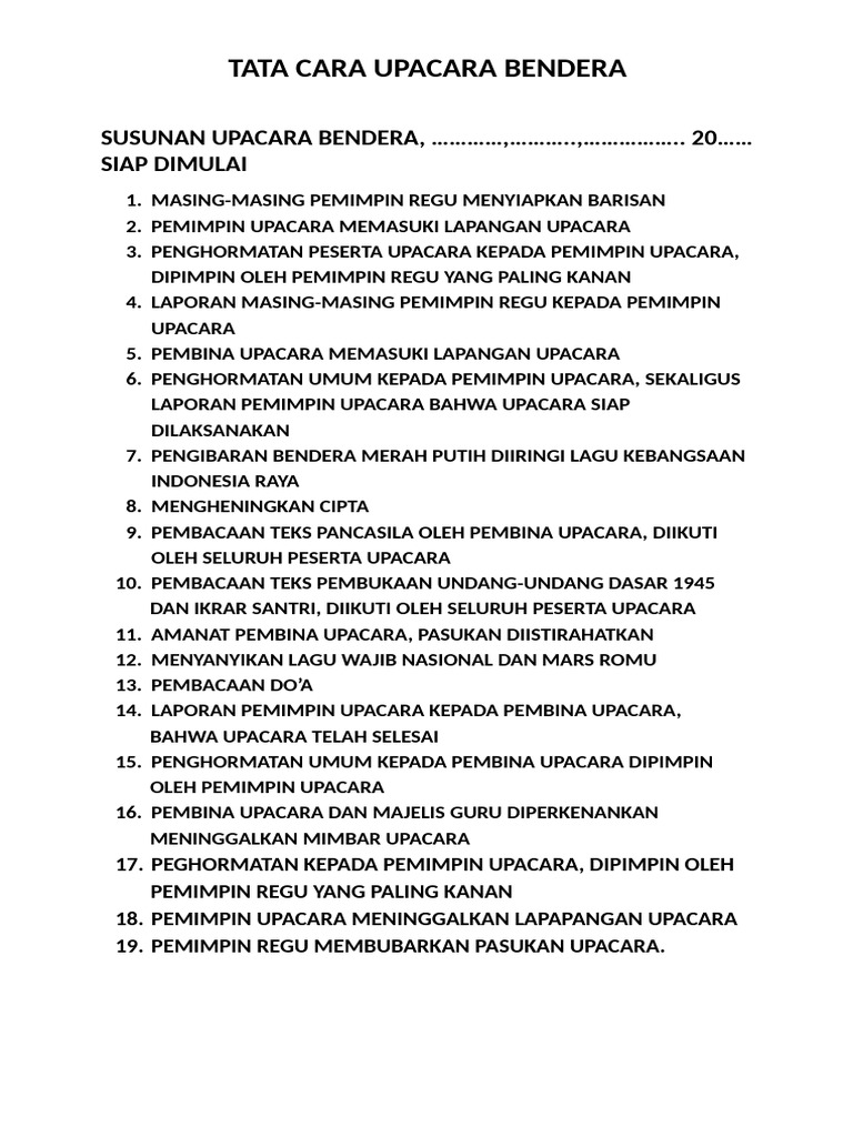 Tata Cara Upacara Bendera | PDF