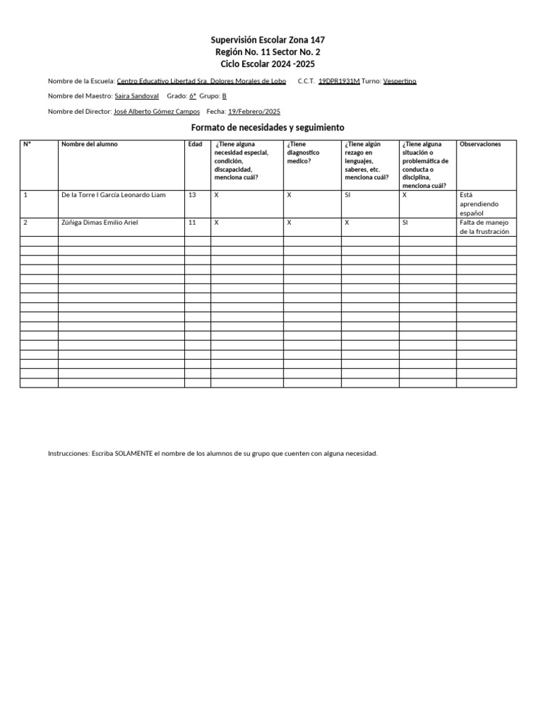 6ªB formato diagnostico | PDF