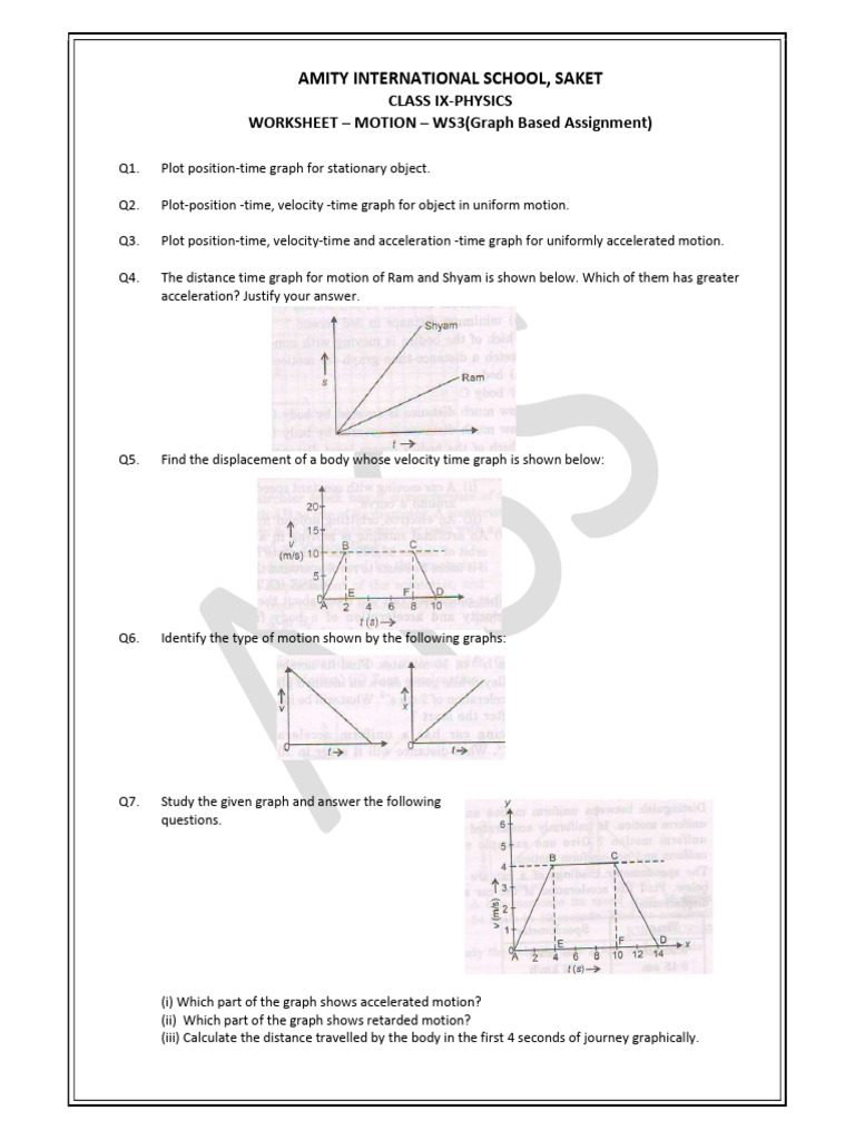 WS3 CLS IX L8 Motion (Graphs) | PDF