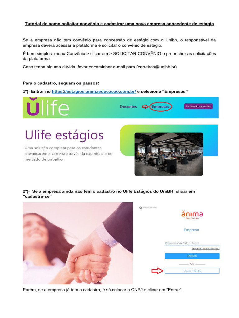 Cadastro de Nova Empresa Concedente No Ulife | PDF