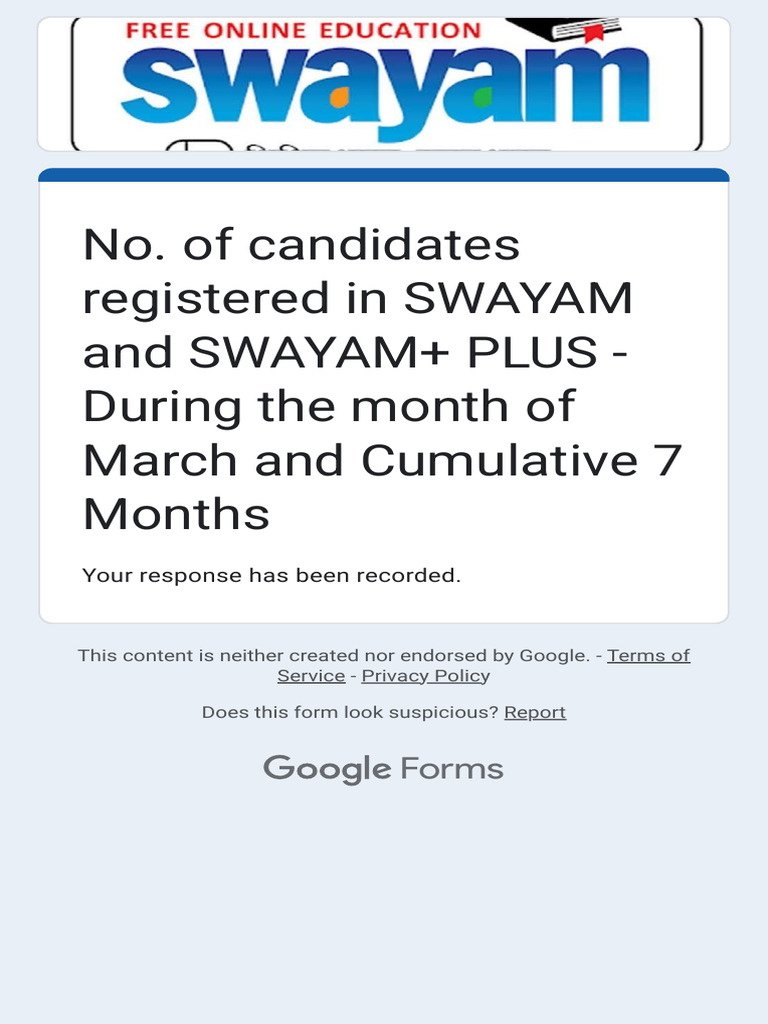 No. of Candidates Registered in SWAYAM and SWAYAM+ PLUS - During The ...