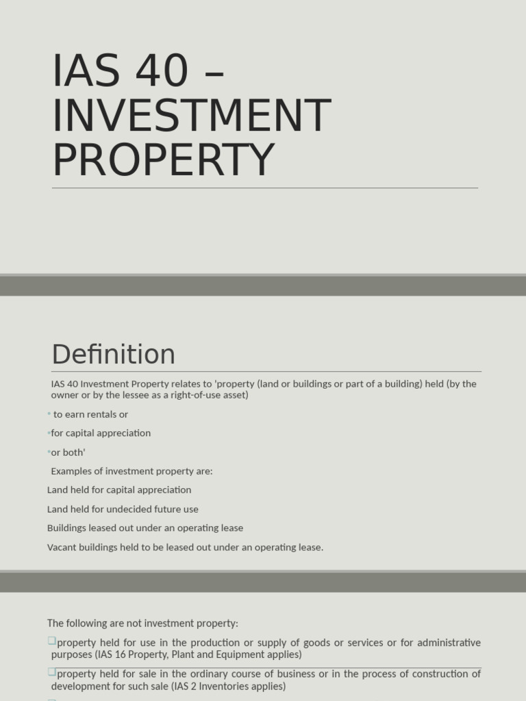 IAS 40 Investment Property | PDF | Fair Value | International Financial Reporting Standards