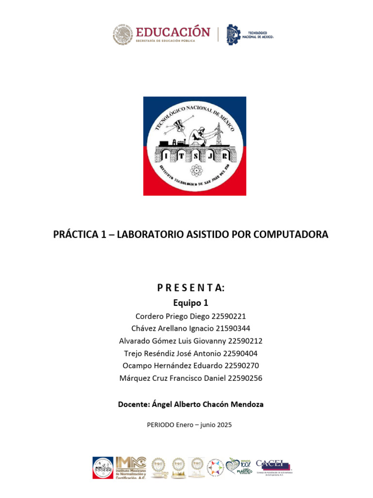 Reporte - Practica 1 Laboratorio - E1 | PDF | Control numerico | Rodamiento (Mecánico)