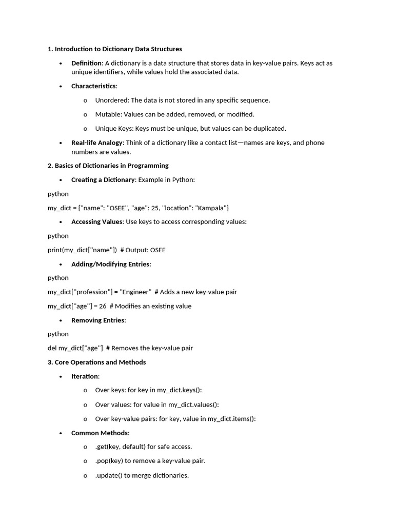 Understanding Dictionary Data Structures | PDF | Computer Data | Applied Mathematics
