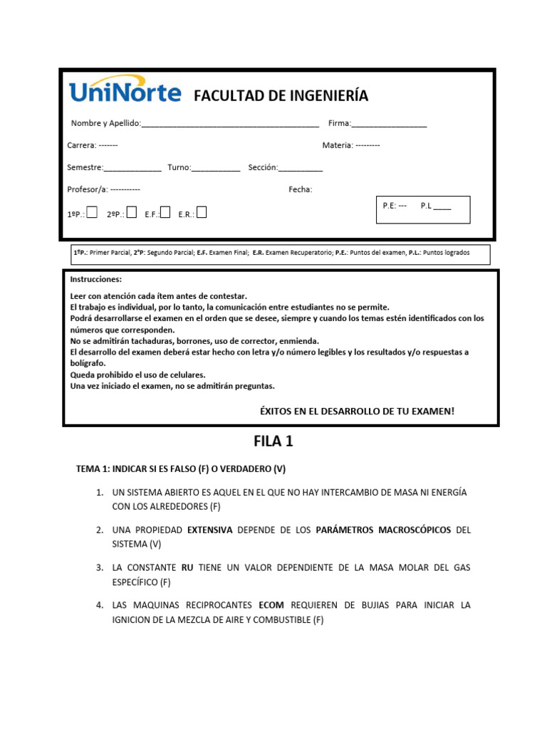 Examen Final Termo Resuelto | PDF | Presión | Temperatura