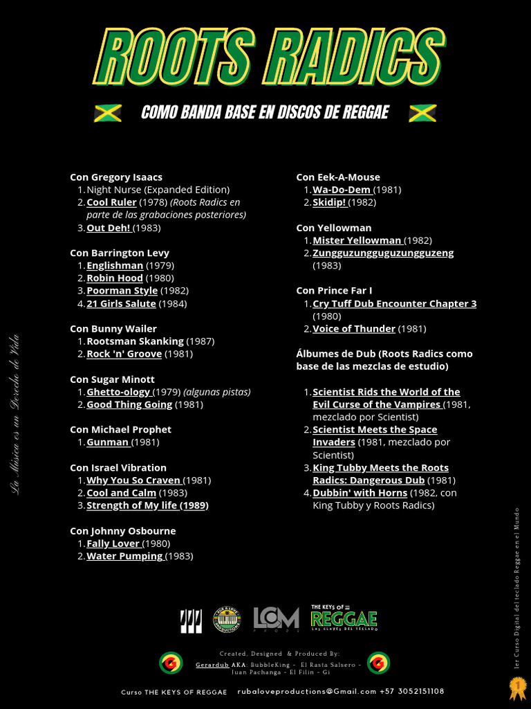 Roots Radics - Discos Como Banda Base | PDF | Reggae | Subgéneros musicales