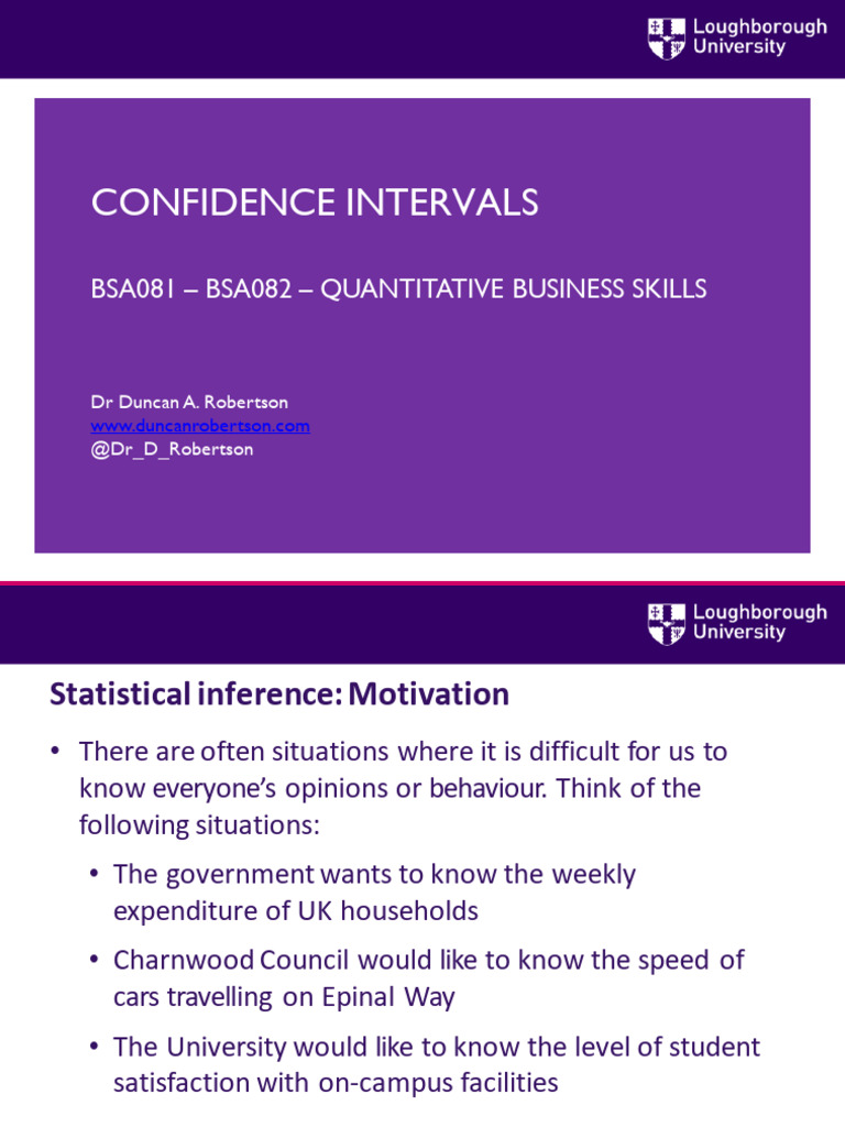 SLIDES 1 Week 7-8. Confidence Intervals v4 | PDF | Errors And Residuals | Standard Deviation