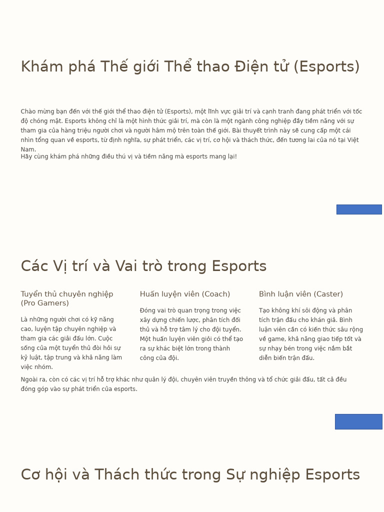 Kham Pha The Gioi The Thao DJien Tu Esports | PDF