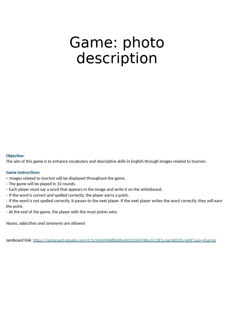 Game - Photo Description | PDF