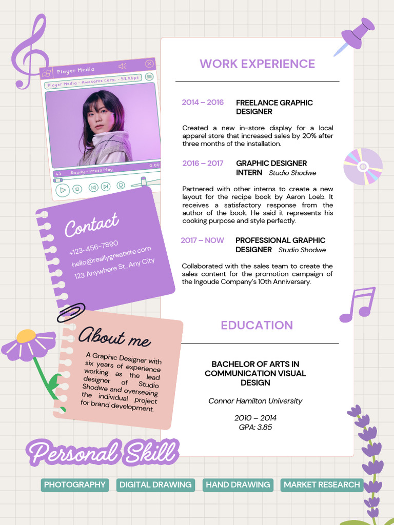 Beige Purple Collage Creative Graphic Designer Resume - 20250401 ...