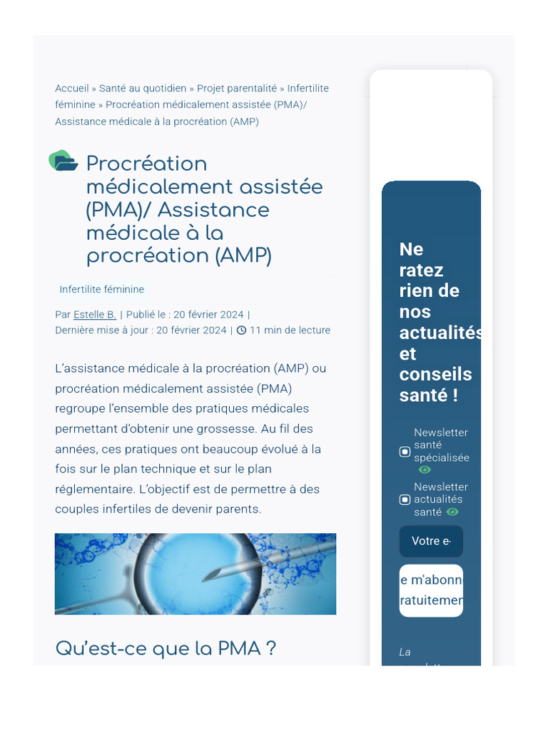 Guide sur la PMA et l'infertilité féminine | PDF | Procréation ...