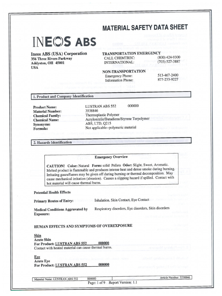 Abs MSDS | PDF