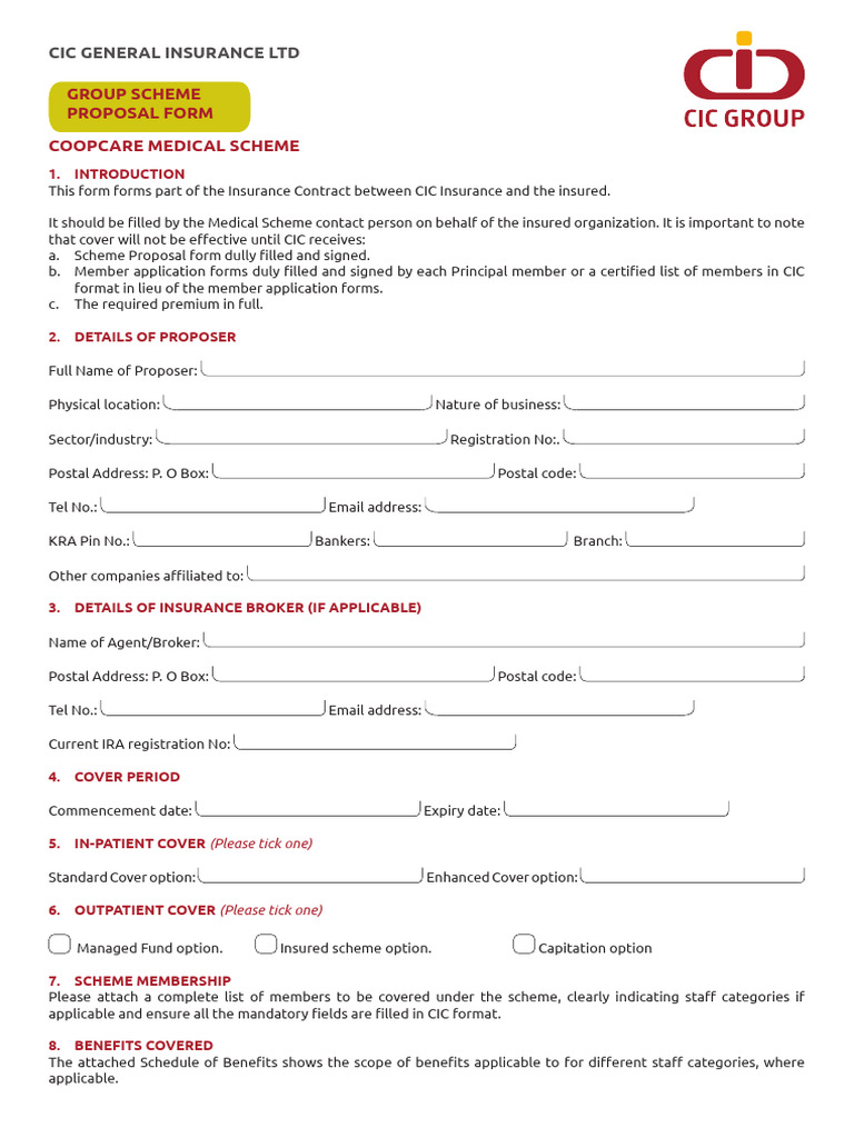 Coop Care - Group Proposal Form. | PDF | Insurance | Business Law