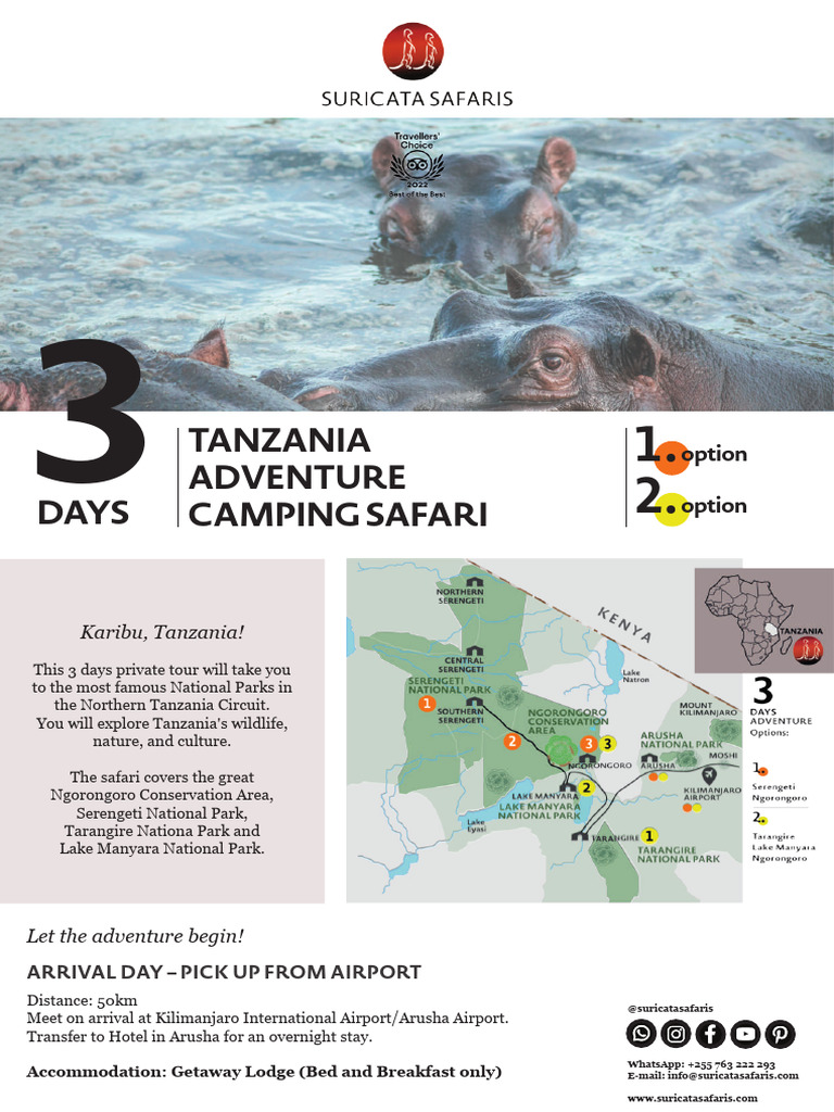 3 Days Tanzania Adventure Camping Safari 1 | PDF
