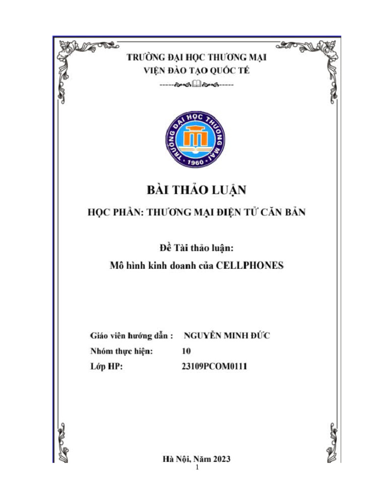 123doc Thu o NG Ma I Die N Tu Thao Luan Mo Hinh Kinh Doanh Cua Cellphones | PDF