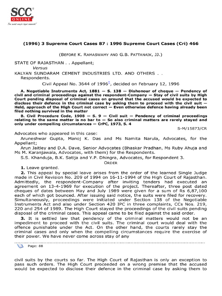 J 1996 3 SCC 87 1996 SCC Cri 466 Kanishkchopra21 Nludelhiacin 20240106 193348 1 2 | PDF