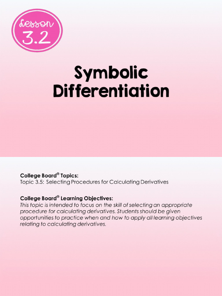 3.2 Differentiation Tables Symbolically | PDF