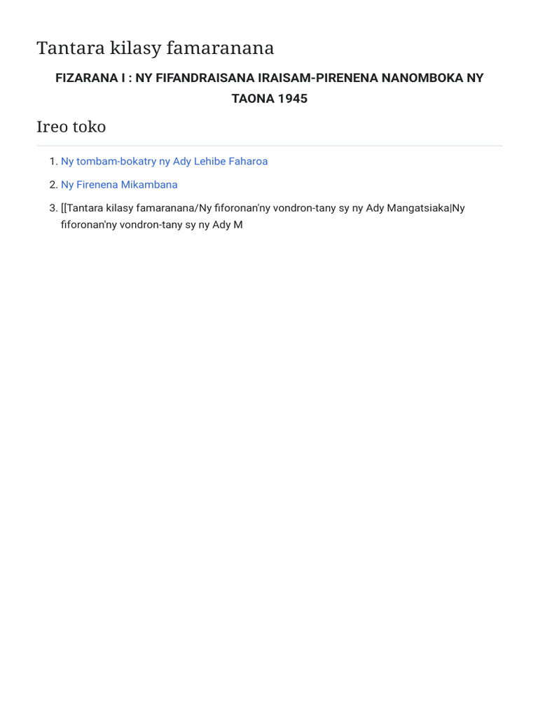 Tantara Kilasy Famaranana - Wikibooks | PDF