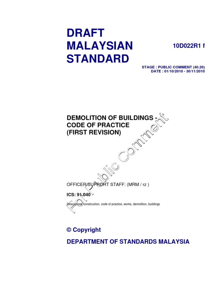 Draf Malaysian STD | PDF | Scaffolding | Demolition