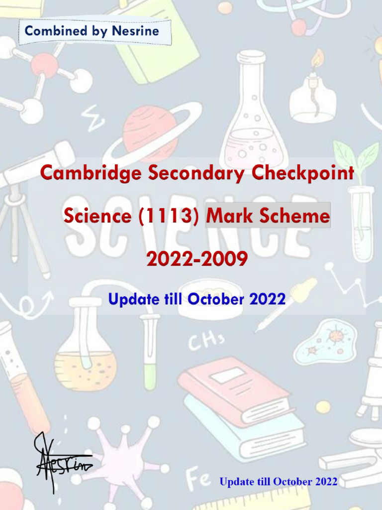 Cambridge Science Checkpoint Mark Scheme 2022-2009 | PDF