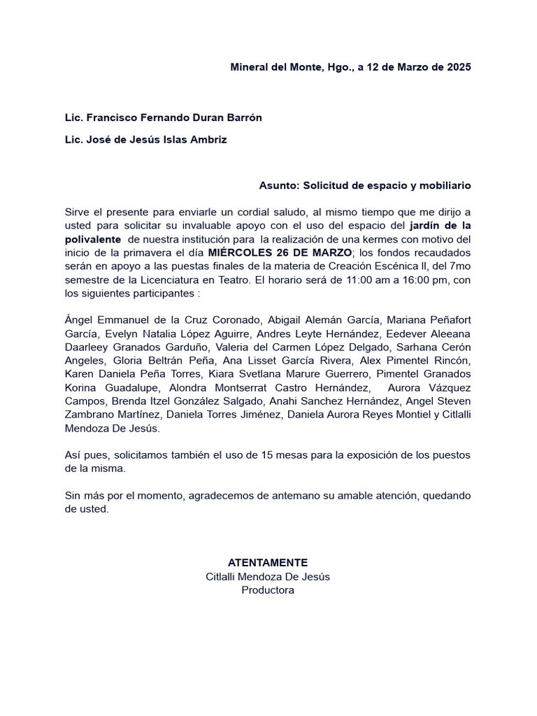 Solicitud de Espacio | PDF